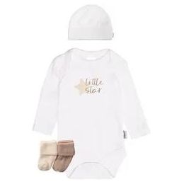 Erstausstattungspaket Liliput "Little Star", M&auml;dchen, Gr. 50/56, wei&szlig; (wei&szlig;, beige), 100% Baumwolle, KOB Set-Artikel Erstausstattungspaket, bestehend aus Body, M&uuml;tze und zwei Paar S&ouml;ckchen