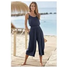 Culotte-Overall s.Oliver, Damen, Gr. 42, N-Gr, blau (marine), Cr&ecirc;pe, Obermaterial: 100% Viskose, unifarben, figurumspielend ca. Mitte Wade, V-Ausschnitt, Overalls, aus gekreppter Viskose