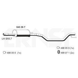 Ernst Mittelschalld&auml;mpfer 043267 f&uuml;r Opel GM