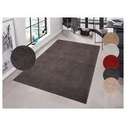 Teppich Hanse Home "Pure 100 Kurzflor" Gr. 3, grau (anthrazit), B:140cm H:13mm L:200cm, Kunstfaser, Teppiche, Teppich, Kurzflor, uni, umkettelt, L&auml;ufer, Wohnzimmer, Kinderzimmer, Flur