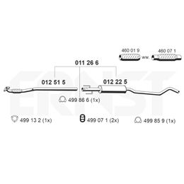 Ernst Mittelschalld&auml;mpfer Set 011266 f&uuml;r GENERAL MOTORS OPEL 5852127 09129946 13204581