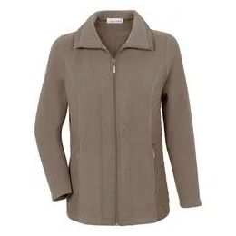 Fleecejacke Casual Looks, Damen, Gr. 38, grau (taupe), 100% Polyester, unifarben, figurumspielend, Jacken Fleecejacke