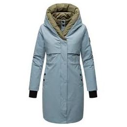 Kurzmantel Navahoo "Snowelf", Damen, Gr. M (38), blau (mittelblau), Obermaterial: 45% Baumwolle, 55% Nylon. Futter: 100% Polyester. Wattierung: 100% Polyester. &Auml;rmelfutter: 100% Polyester, gerade knielang, &Auml;rmel ohne &Auml;rmelschlitz Rippb&uuml;ndchen, M&auml;ntel Kurzmantel, Wintermantel mit hohem Kragen und gro&szlig;er Kapuze
