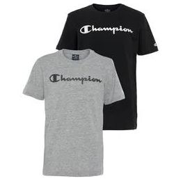 T-Shirt Champion, Jungen, Gr. XL (164/170), grau (schwarz, grau), Graumeliert (Obermaterial): 60% Baumwolle, 40% Polyester. Obermaterial: 100% Baumwolle, Rundhals, Shirts T-Shirt, Kurzarm, mit Logoschriftzug, aus Baumwolle und Polyester