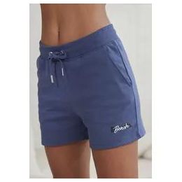 Shorts BENCH. LOUNGEWEAR, Damen, Gr. 32/34, N-Gr, blau (navy), Interlock, Obermaterial: 60% Baumwolle, 40% Polyester, Basic, bequem kurz, Hosen Shorts, mit Logodruck und Stickerei