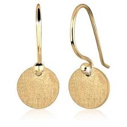 Paar Ohrh&auml;nger Elli "Ohrh&auml;nge Pl&auml;ttchen Kreis Matt Schmuck Geschenk 925 Silber", gold, Ohrringe, Damen, onesize, ohne Stein, Silber 925 (Sterlingsilber)