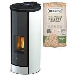 Pelletofen FreePoint "BREEZE", wei&szlig; (wei&szlig;, schwarz), Kamin&ouml;fen, Stahl, integrierte WIFI-Funktion