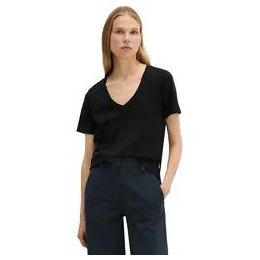 Marc O'Polo T-Shirt MARC O'POLO "aus Organic Cotton", Damen, Gr. L, schwarz, Obermaterial: 100% Baumwolle, unifarben, Basic, regular fit, V-Ausschnitt, Shirts T-Shirt
