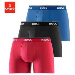 Boxer BOSS "Boxer 3 PACK", Herren, Gr. S (48), bunt (rot, blau, schwarz), Jersey, Obermaterial: 95% Baumwolle, 5% Elasthan, Unterhosen, mit farblich passendem Webbund