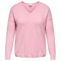 V-Ausschnitt-Pullover Only CARMAKOMA "CARMARGARETA LS PULLOVER KNT NOOS", Damen, Gr. M, rosa (light pink detail:melange), Strick, Obermaterial: 50% Viskose, 27% Nylon, 23% Polyester, meliert, normal normal, V-Ausschnitt, Rippstrickb&uuml;ndchen, Pullover, Viskosemischung, regular fit