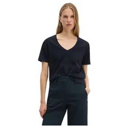 Marc O'Polo T-Shirt MARC O'POLO "aus Organic Cotton", Damen, Gr. L, blau (maniac midnight), Obermaterial: 100% Baumwolle, unifarben, Basic, regular fit, V-Ausschnitt, Shirts T-Shirt