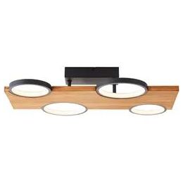 Brilliant LED Deckenleuchte "Cheesy", schwarz (matt schwarz, holz), H: 10cm, 1 Stk., Leuchten, 55 x 35 cm, 3400lm, 3000K, Holz/Metall, natur/schwarz, LED Deckenleuchte