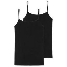 Unterhemd Schiesser "95/5", Damen, Gr. 34, N-Gr, schwarz (000, schwarz), Single Jersey, Obermaterial: 95% Baumwolle, 5% Elasthan, unifarben, k&ouml;rpernah, tiefer Rundhals, Unterhemden Unterhemd, mit Spaghetti-Tr&auml;gern