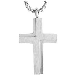Kette mit Anh&auml;nger Firetti "Schmuck Geschenk Kreuz", silber (edelstahlfarben), Halsketten, Damen, Edelstahl, L: 50 B: 2,3mm, B:2,3mm