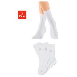 Socken ELBSAND, Damen, Gr. 39-42, wei&szlig; (3x wei&szlig;), Baumwolle, Elasthan, Polyamid, unifarben, normal, Socken Socken, mit Frottee und eingestricktem Markenlogo