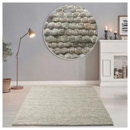 Wollteppich Theko "Alpen", bunt (braun, multi), B:140cm H:12mm L:200cm, Schurwolle, Teppiche, handgewebter Wendeteppich, meliert, reine Wolle, Wohnzimmer
