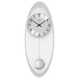 Pendelwanduhr AMS "W7416", silber (silberfarben), Wanduhren, B/H/L: 19cm x 3cm x 50cm, Quarzuhr,Glasgeh&auml;use,Esszimmer,Wohnzimmer,Made in Germany