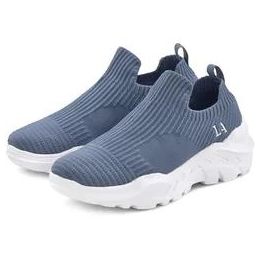 Sneaker Lascana "Slip-On-Sneaker", Damen, Gr. 43, blau, Obermaterial: 100% Textilmaterial. Decksohle: 100% Textilmaterial. Futter: 100% Textilmaterial. Laufsohle: 100% Synthetik, unifarben, Basic, Schuhe Sneaker, Halbschuh, Slipper, Freizeitschuh zum Reinschl&uuml;pfen VEGAN