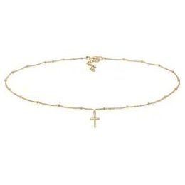 Collier Elli "Choker Kugelkette Kreuz Glaube Schmuck Geschenk 925 Silber" Gr. 36, gold, Halsketten, Damen, 36, ohne Stein, Silber 925 (Sterlingsilber), L: 36, Collier