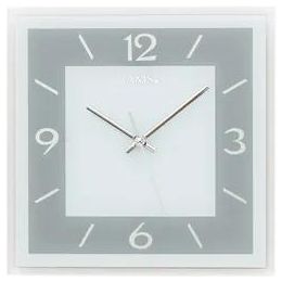 Wanduhr AMS "W9573", silber (silberfarben), Wanduhren, B/H/L: 30cm x 3cm x 30cm, Wanduhr, Quarzuhr,Glas,Wohnzimmer,Esszimmer,K&uuml;che,Arbeitszimmer,B&uuml;ro, Flur