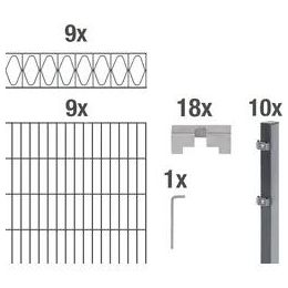 GAH Alberts Doppelstabmattenzaun ALBERTS "Eleganz", grau (anthrazit), H:120cm, Stahl, Zaunelemente, anthrazit, H&ouml;he: 100-160cm, Gesamtl&auml;nge: 10-20m, zum Einbetonieren