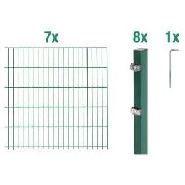GAH Alberts Doppelstabmattenzaun ALBERTS "Grundset", gr&uuml;n, H:160cm, Stahl, Zaunelemente, H&ouml;he: 80-160 cm, Gesamtl&auml;nge: 4-30 m, zum Einbetonieren