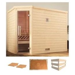 Sauna Weka "Turku Eck 2", beige (natur), ohne Ofen, (ohne Ofen), Saunen, ohne Ofen