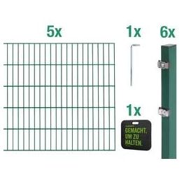 GAH Alberts Doppelstabmattenzaun ALBERTS "Grundset", gr&uuml;n, H:160cm, Stahl, Zaunelemente, H&ouml;he: 80-160 cm, Gesamtl&auml;nge: 4-30 m, zum Einbetonieren
