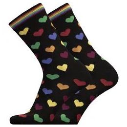 Socken UphillSport "RAINBOW HEARTS 2er Pack", Herren, Gr. 35-38, bunt (mehrfarbig), 58% Wolle, 40% Polyamid, 2% Elasthan, mehrfarbig, Socken Socken, mit niedlichen Herz-Prints