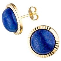Paar Ohrstecker Jobo "Ohrringe mit Lapislazuli", gold (gelbgold 333), Ohrringe, Damen, 12,9mm, Gelbgold 333, 333 Gold