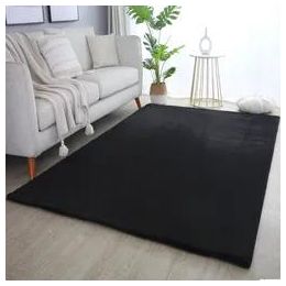 Hochflor-Teppich Ayyildiz TEPPICHE "POUFFY 5100", schwarz, B:200cm H:20mm L:290cm, Polyester, Teppiche, L&auml;ufer, weicher glatter Softflor, Kaninchen Fell Haptik, waschbar