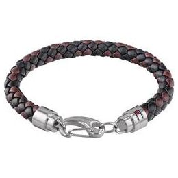 Armband Tommy Hilfiger "Schmuck Edelstahl Armschmuck Lederarmband", bunt (edelstahlfarben, blau, rot, wei&szlig;, braun), Armb&auml;nder, Herren, 22cm, Edelstahl Leder, Edelstahl, Leder, Armband, mit Emaille