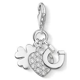 Charm-Einh&auml;nger Thomas Sabo "Gl&uuml;ck", bunt (silberfarben, wei&szlig;, wei&szlig;), Charms, Damen, Silber 925 (recycelt), mit Zirkonia (synth.)
