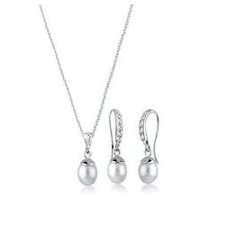 Schmuckset Elli "Elegant Perle Kristalle 925 Silber", silber, Schmuck_Sets, Damen, onesize, Silber 925 (Sterlingsilber), Schmuckset