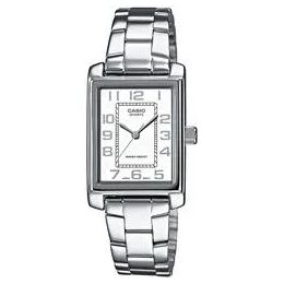 Quarzuhr, silber (silberfarben, we&szlig;), Casio TIMELESS COLLECTION, Armbanduhren, Damen, Quarzuhr, Armbanduhr, Damenuhr, analog, Edelstahlarmband