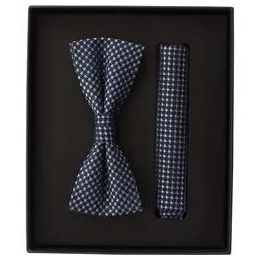 Fliege Venti "Venti Set aus Fliege und Einstecktuch gemustert", Herren, blau (mittelblau), 100% Seide, Fliegen