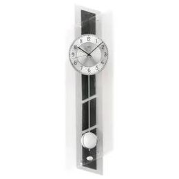 Funk-Pendelwanduhr AMS "F5217", silber (schwarz, silberfarben), Wanduhren, B/H/L: 24cm x 10cm x 85cm, Quarzuhr, Holz-/Metallgeh&auml;use,Esszimmer,Wohnzimmer