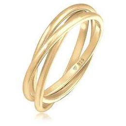 Fingerring Elli "Wickelring Trio Trini Basic 925 Silber" Gr. 56, gold, Fingerringe, Damen, 56mm, ohne Stein, Silber 925 (Sterlingsilber), 1,6mm, Fingerring