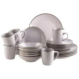 M&auml;ser Kombiservice M&Auml;SER "Geschirr-Set, Service Metallic Rim", lila (lavendel), 24 Stk., Steinzeug, Geschirr-Sets, Kombiservice, messingfarben schimernden Umrandung, 24 Teile, f&uuml;r 6 Personen