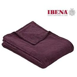 Wohndecke Ibena "Uni Fleecedecke Olbia", lila (dunkelviolett), B:130cm L:180cm, Polyester, Wohndecken, Wohndecke, einfarbig schick, Kuscheldecke