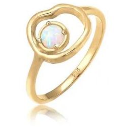Fingerring Elli "Synthetischer Opal 925 Sterling Silber vergodlet" Gr. 54, gold, Fingerringe, Damen, 54mm,mit Steinen, Silber 925 (Sterlingsilber), 1,3mm, Fingerring