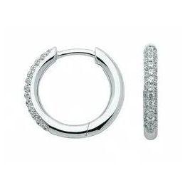 Adelia&acute;s Paar Ohrh&auml;nger ADELIA ́S "1 Paar 333 Wei&szlig;gold Ohrringe / Creolen mit Zirkonia &Oslash; 15,1 mm", silber, Ohrringe, Damen, Damen, Gold, mit Zirkonia Goldschmuck f&uuml;r Damen