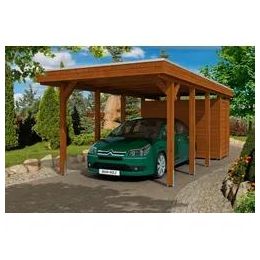 Skan Holz Einzelcarport SKANHOLZ "Friesland 2", braun, B/H/T: 207cm x, Carports, mit Abstellraum
