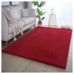 Hochflor-Teppich Ayyildiz TEPPICHE "POUFFY 5100", rot, B:160cm H:20mm L:230cm, Polyester, Teppiche, L&auml;ufer, weicher glatter Softflor, Kaninchen Fell Haptik, waschbar