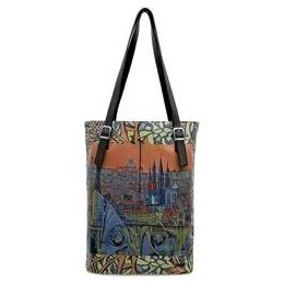 Umh&auml;ngetasche DOGO "Tall Bag Damen Schultertasche City Of Spires Damen", Damen, Gr. B/H/T: 40cm x 34cm x 10cm onesize, bunt (mehrfarbig), Taschen Umh&auml;ngetasche, Handgefertigt