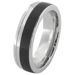 Trauring DOOSTI "Schmuck Geschenk Edelstahl Trauring Ehering Partnerring LIEBE" Gr. 54, schwarz (edelstahlfarben, schwarz), Fingerringe, Damen, 54, ohne Zirkonia, Carbon Edelstahl, 6,5mm, Carbon, Edelstahl, Trauring, Made in Germany, wahlweise mit oder ohne Zirkonia
