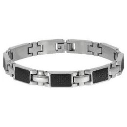 Armband ZEEme "Edelstahl poliert mit Carbon-Einlagen 20,5cm lang", schwarz, Armb&auml;nder, Damen, 20,5cm, Edelstahl, gl&auml;nzend, Armband