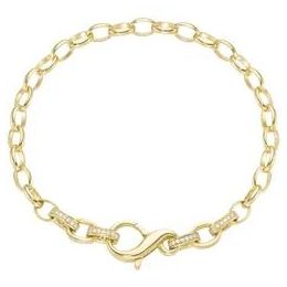Armband "Ankerkette mit Zirkonia, Silber 925", gold, Giorgio Martello MILANO, Armb&auml;nder, Damen, 19cm, Silber 925 (Sterlingsilber), Armband