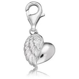 Charm-Einh&auml;nger Engelsrufer "CHARM HERZFL&Uuml;GEL", silber (silber, 925), Charms, Damen, Silber 925 (Sterlingsilber)