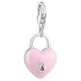 Charm-Einh&auml;nger Thomas Sabo "rosa Herzschloss", wei&szlig; (silberfarben, rosa, wei&szlig;, wei&szlig;), Charms, Damen, Silber 925 (recycelt), mit Zirkonia (synth.)